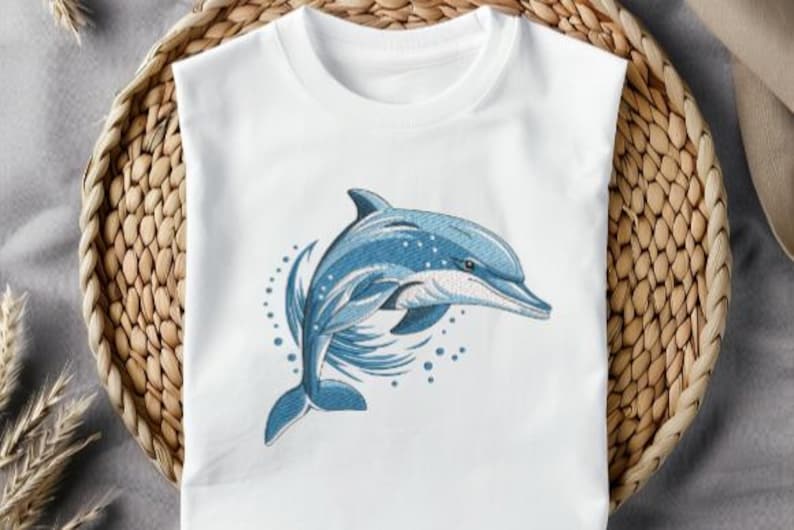 Dolphin Embroidery Design, Beautiful Dolphin Jumping Machine Embroidery ...