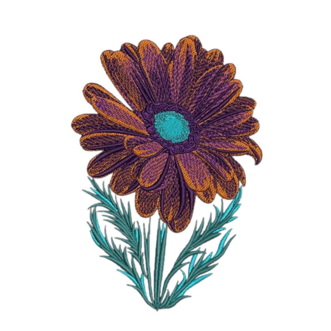 Flower Embroidery Design, Gerbera Daisy Flower Machine Embroidery ...