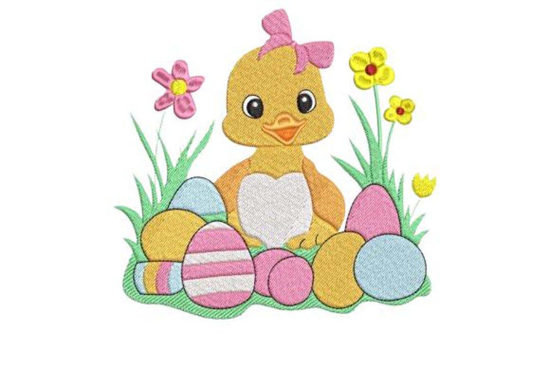 Duck Embroidery Design, Easter Duck Eggs Machine Embroidery Design ...