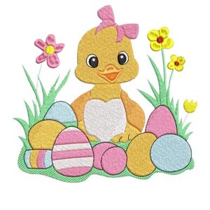 Duck Embroidery Design, Easter Duck Eggs Machine Embroidery Design ...