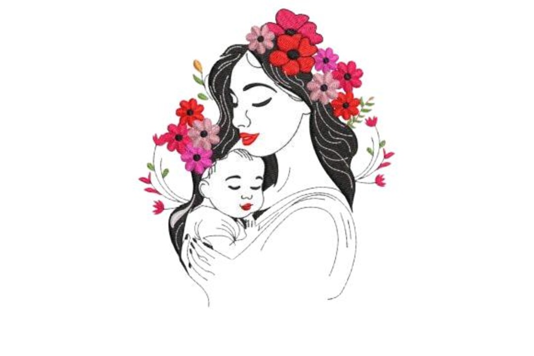 Mother Embroidery Design, Mother With Baby Machine Embroidery Design ...