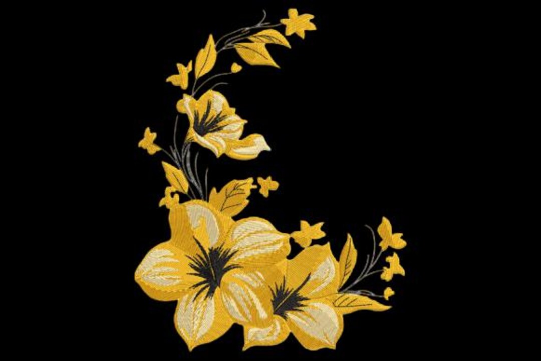 Yellow Floral, Yellow Floral Embroidery, Corner Embroidery, Corner ...