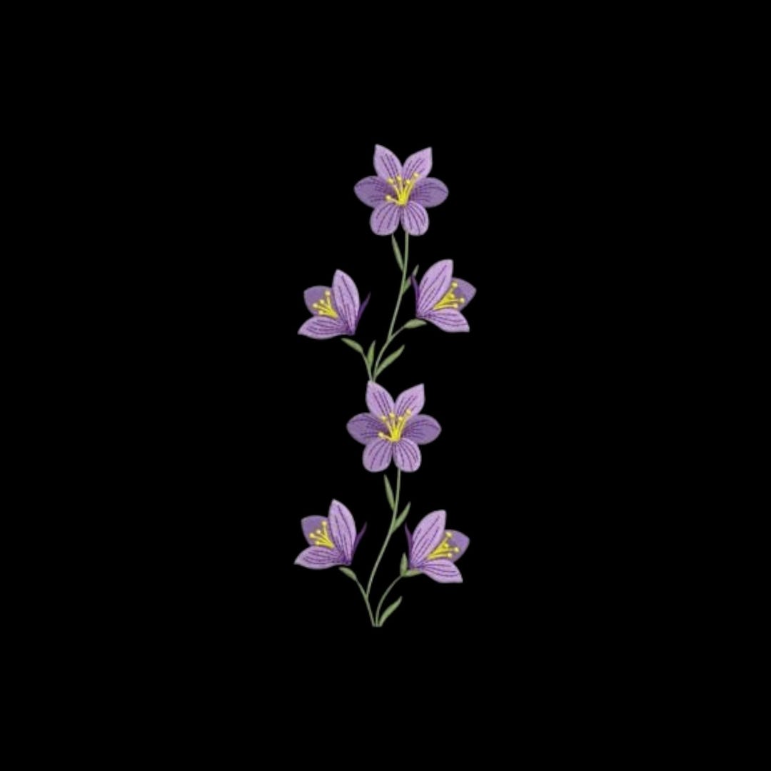 Flowers Embroidery Design, Purple Vertical Flower Machine Embroidery ...