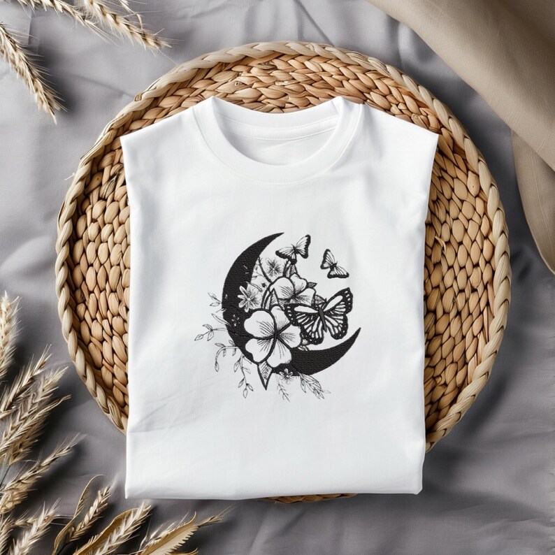 Magic Moon Embroidery, Moon Machine Embroidery Design, Butterfly and ...