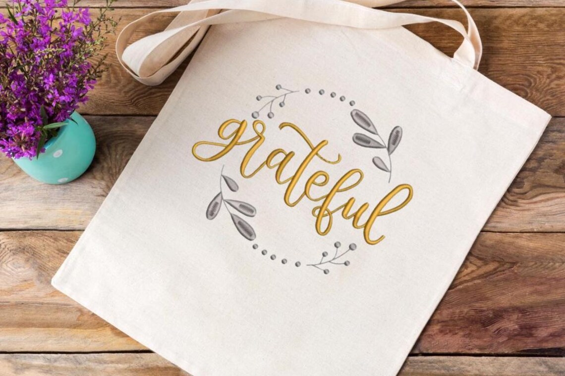 Grateful Embroidery, Embroidered Grateful Sign, Grateful Quote ...