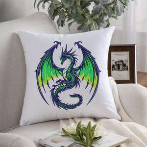 Flying Dragon, Embroidery Design, Gift for Dragon Lovers, Blue and ...