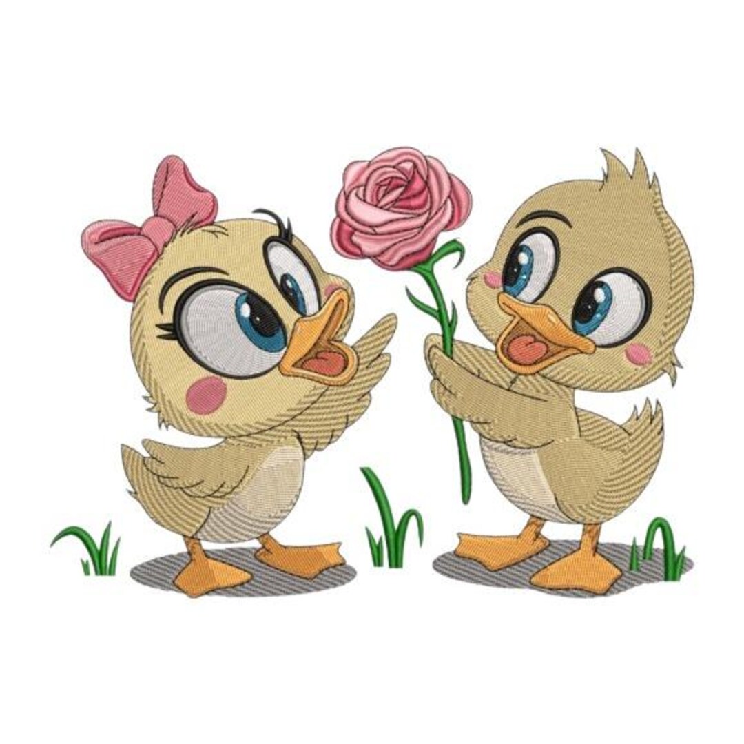 Adorable Duck Couple Embroidery, Machine Embroidery, Duck Couple ...