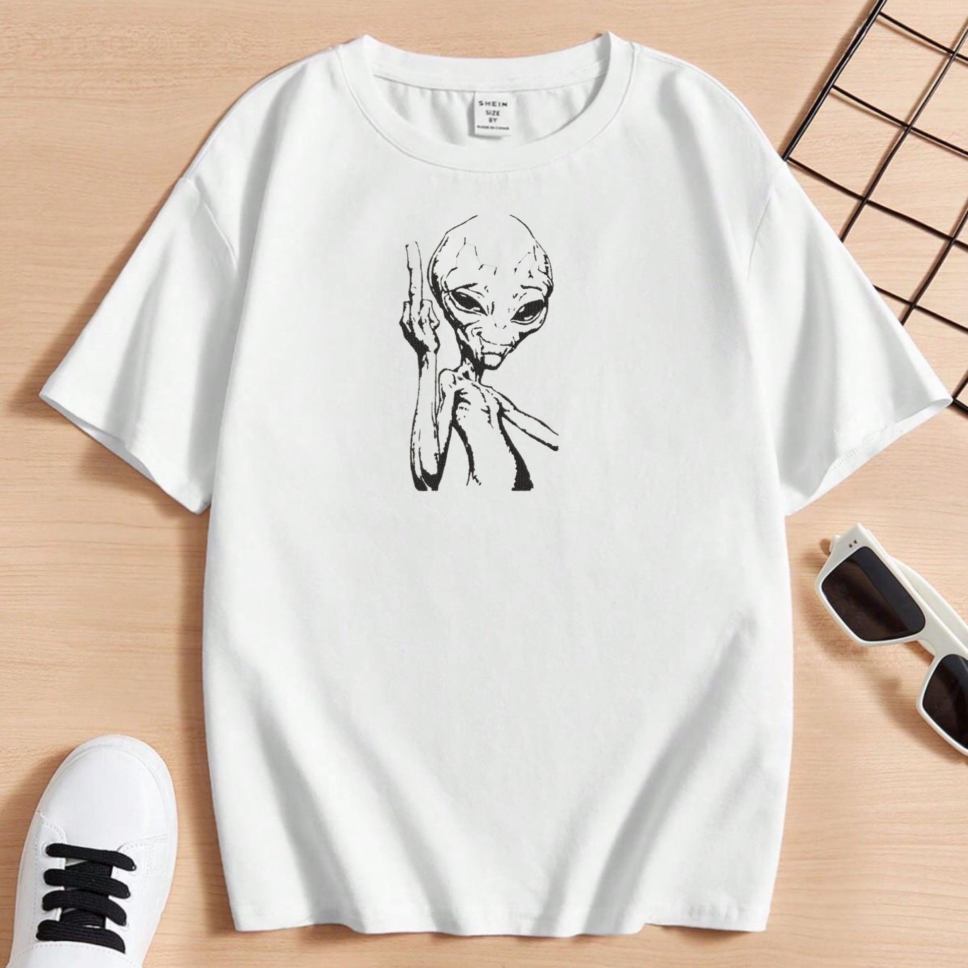 Alien With Middle Finger Embroidery Design, Fun Embroidery Design ...