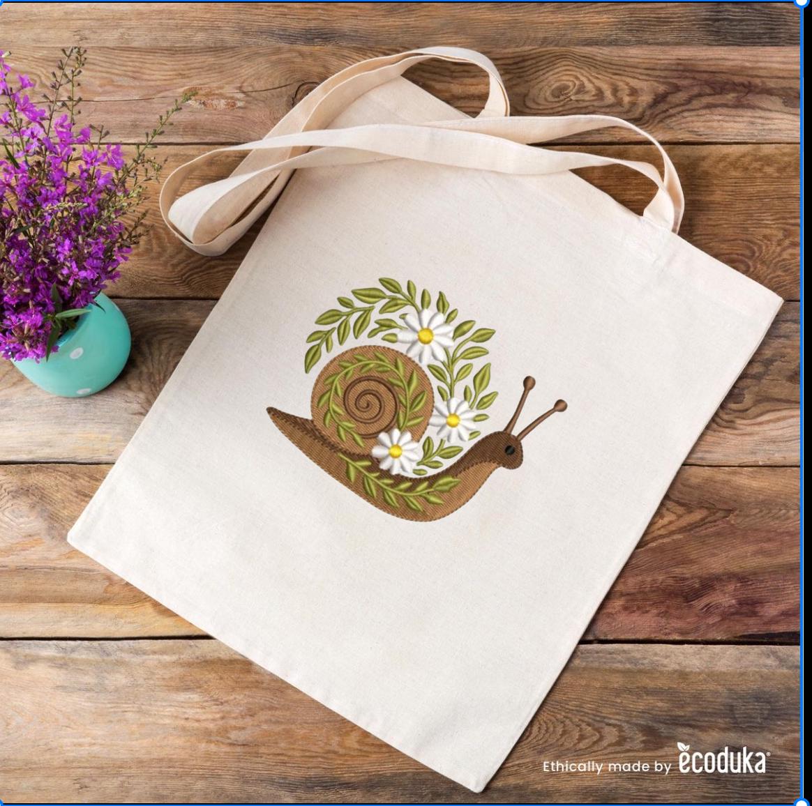 Floral Snail With Daisies, Machine Embroidery, Floral Snail Embroidery ...