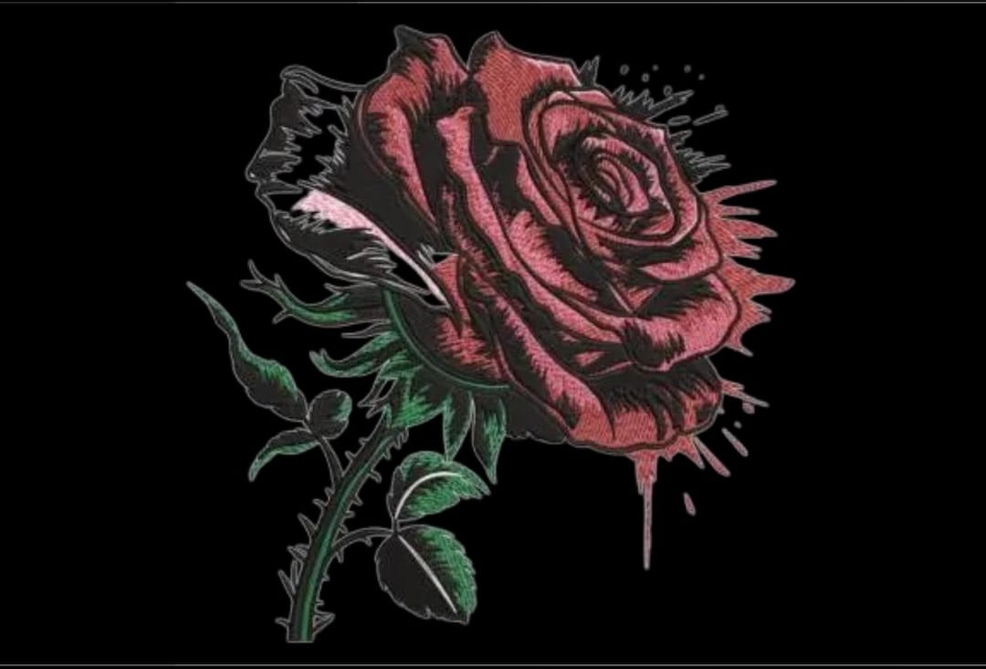 Gothic Rose Embroidery, Machine Embroidery, Gothic Flower, Victorian ...