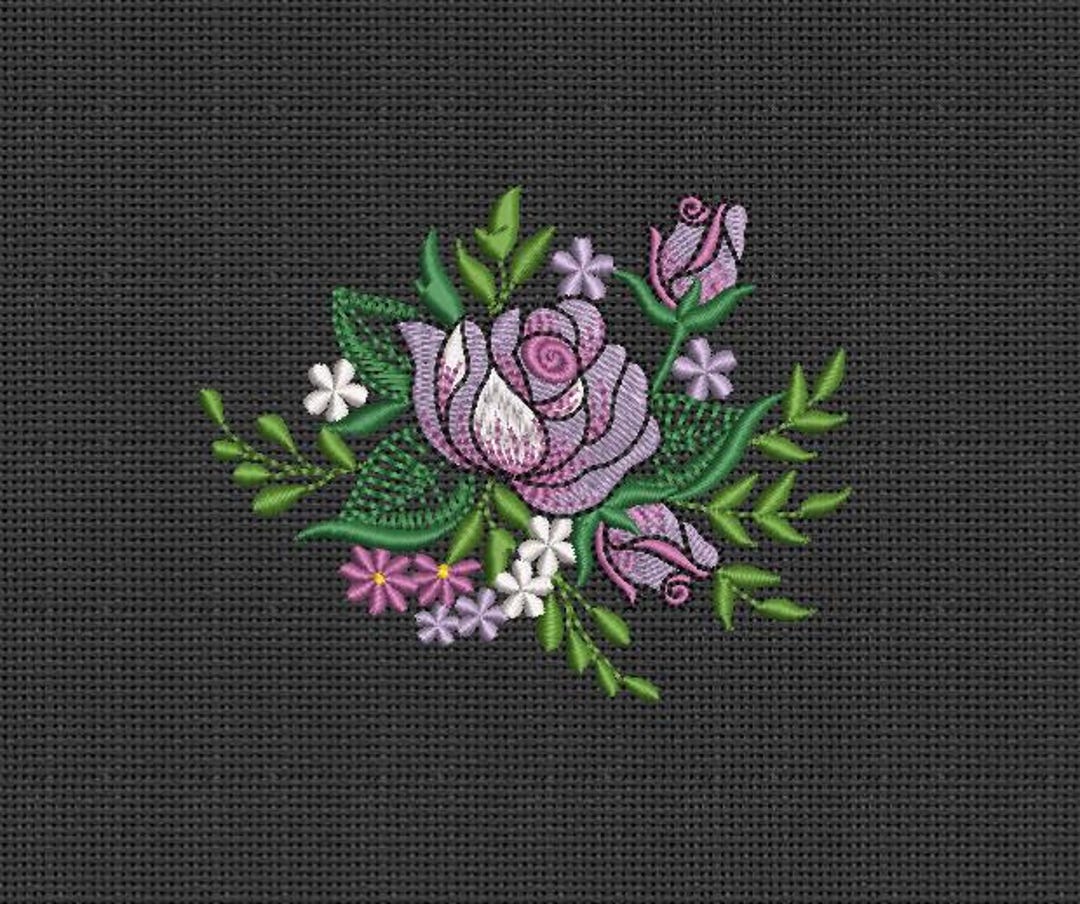 Embroidery Design, Flowers Machine Embroidery Design, Beautiful Purple ...