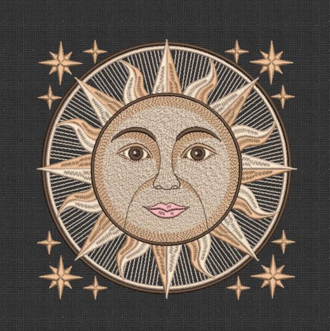 Sun Embroidery Design, Sun Face Embroidery, Spiritual Sun Machine ...