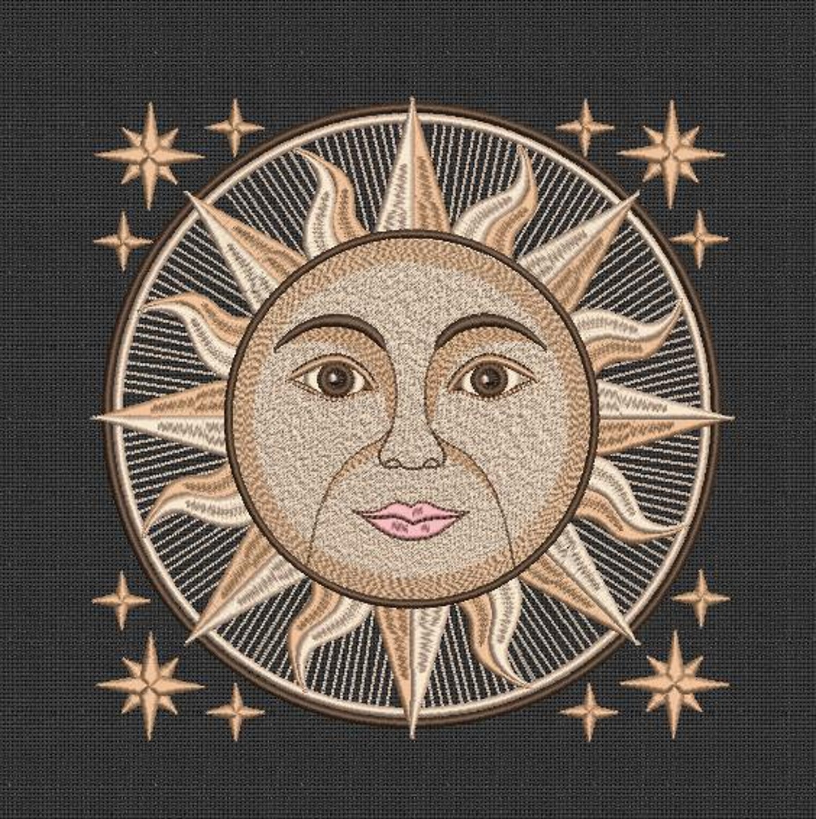 Sun Embroidery Design, Sun Face Embroidery, Spiritual Sun Machine ...