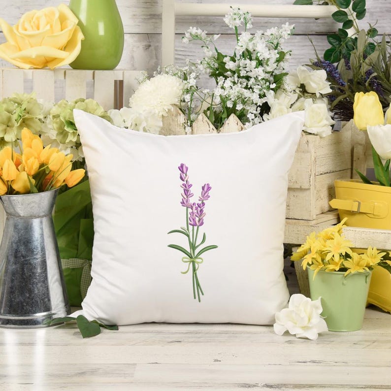 Floral Embroidery Design, Lavender Bouquet Machine Embroidery File ...