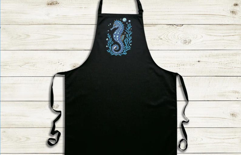 Blue Seahorse, Embroidery Design, Seahorse With Coral, Coastal ...