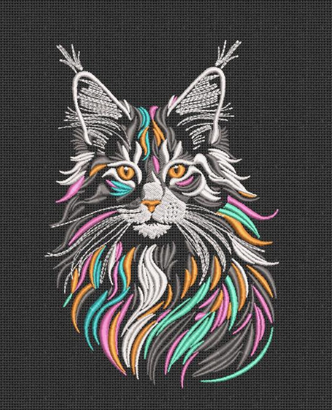Cat Embroidery Design, Colorful Cat, Rainbow Cat, Cat Lower, Cat ...