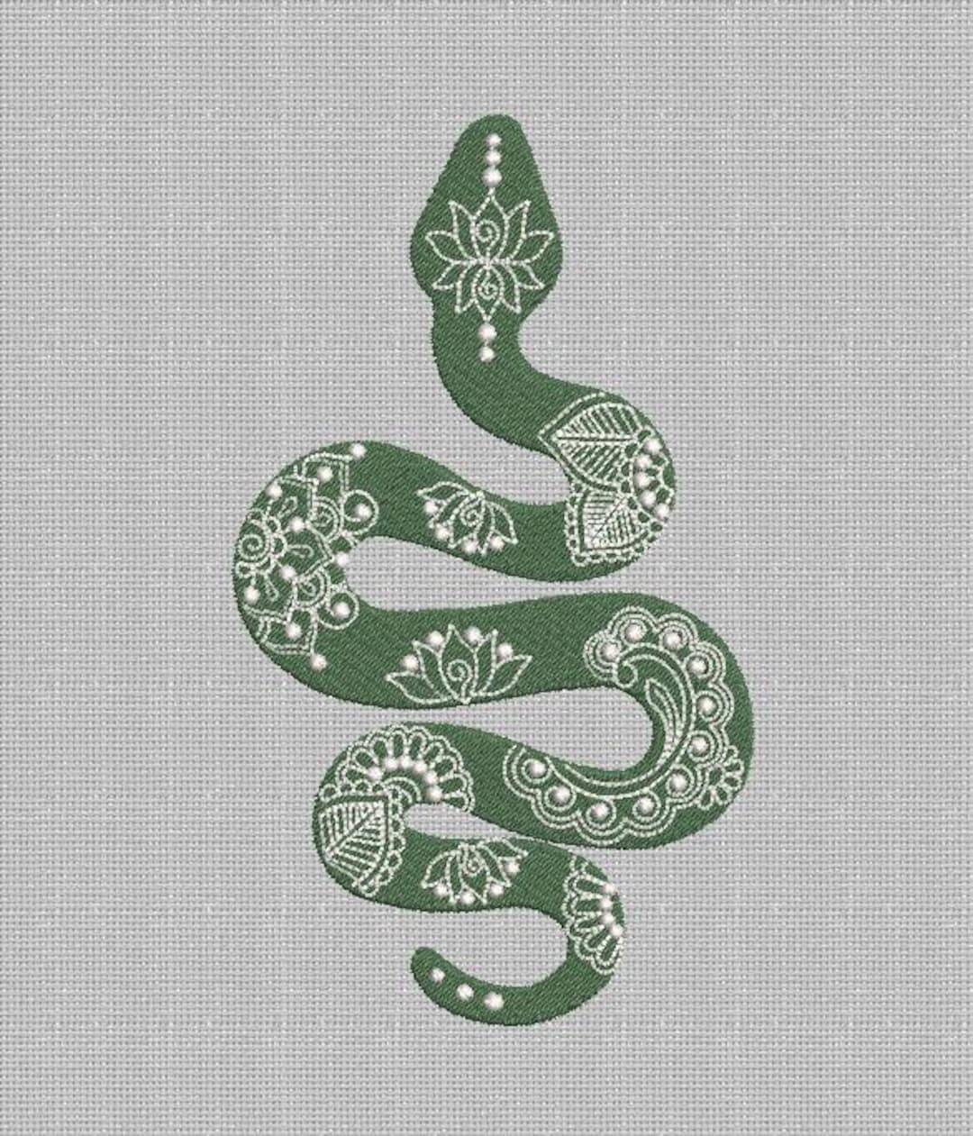 Snake Embroidery Design, Green Snake ,floral Snake, Mandala Snake ...