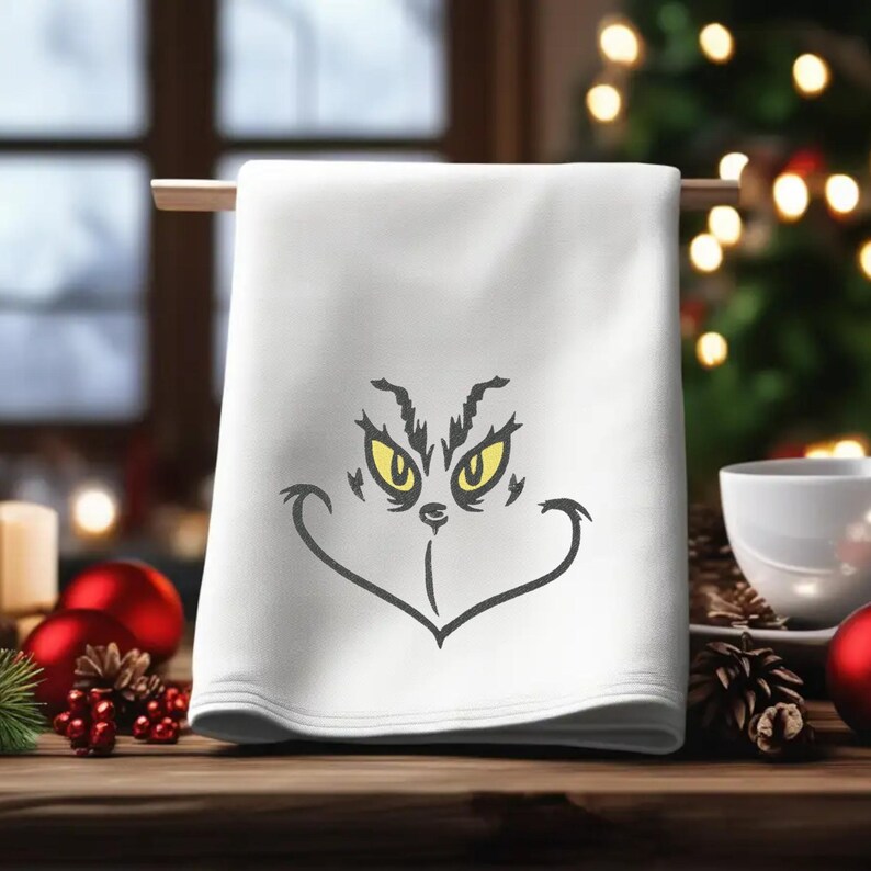 Holiday Embroidery Design, Grinch Face Machine Embroidery File, Instant ...