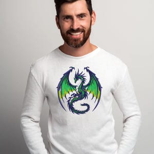 Flying Dragon, Embroidery Design, Gift for Dragon Lovers, Blue and ...