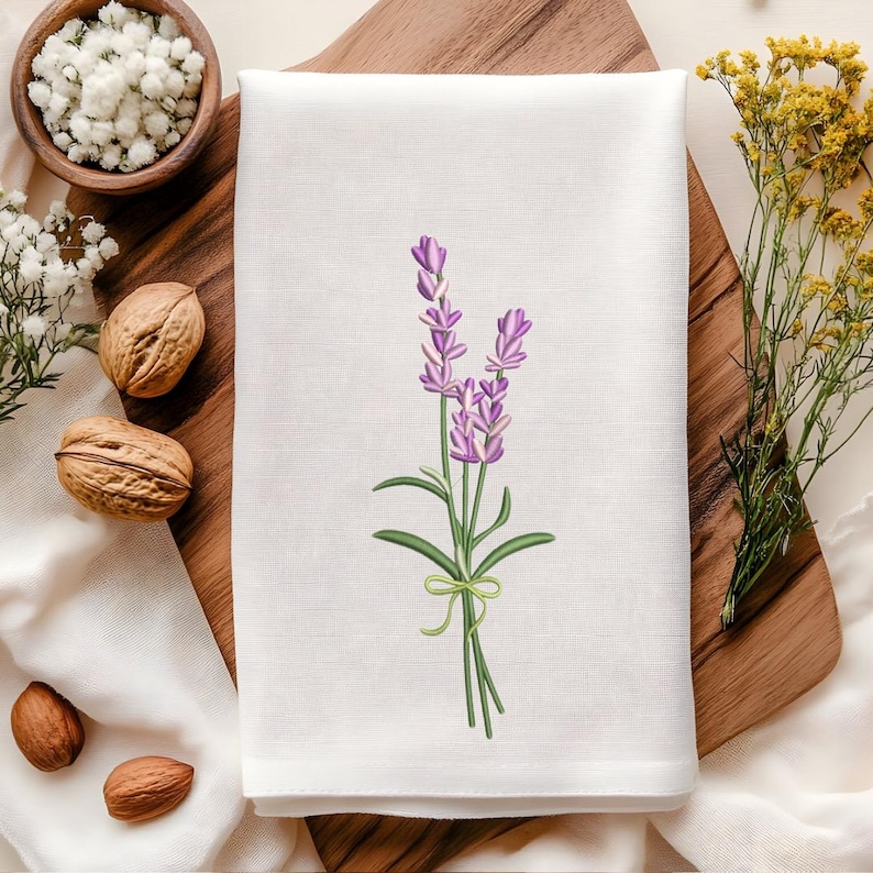 Floral Embroidery Design, Lavender Bouquet Machine Embroidery File ...