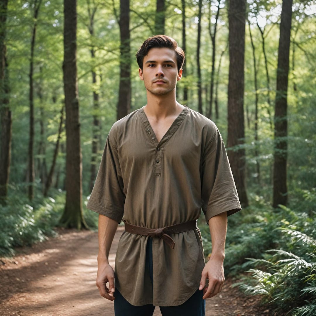 Medieval Tunic for Men's Featuring Short Sleeves and V-neck Design ...