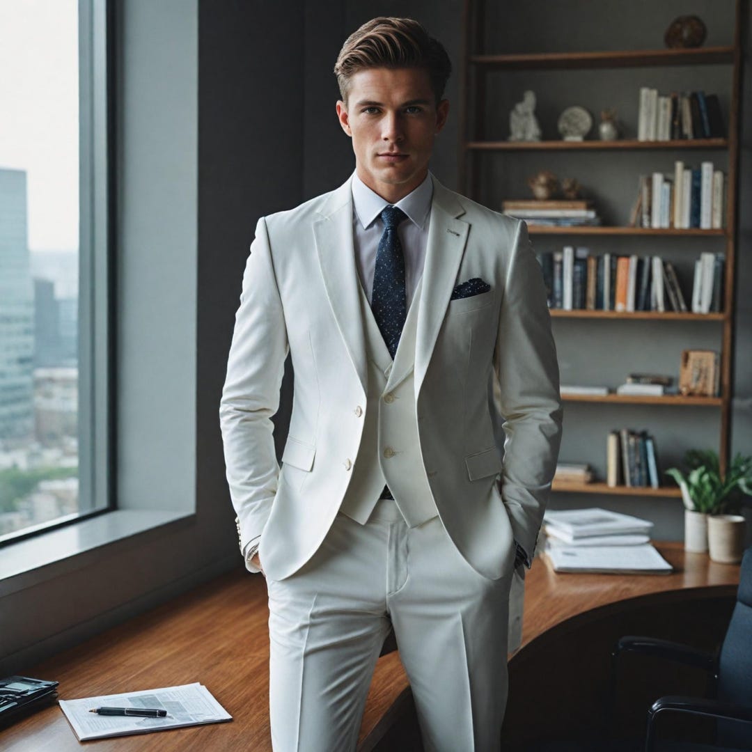 Custom Men's Bespoke White Suit | Tailored 3-piece Elegant Design ...