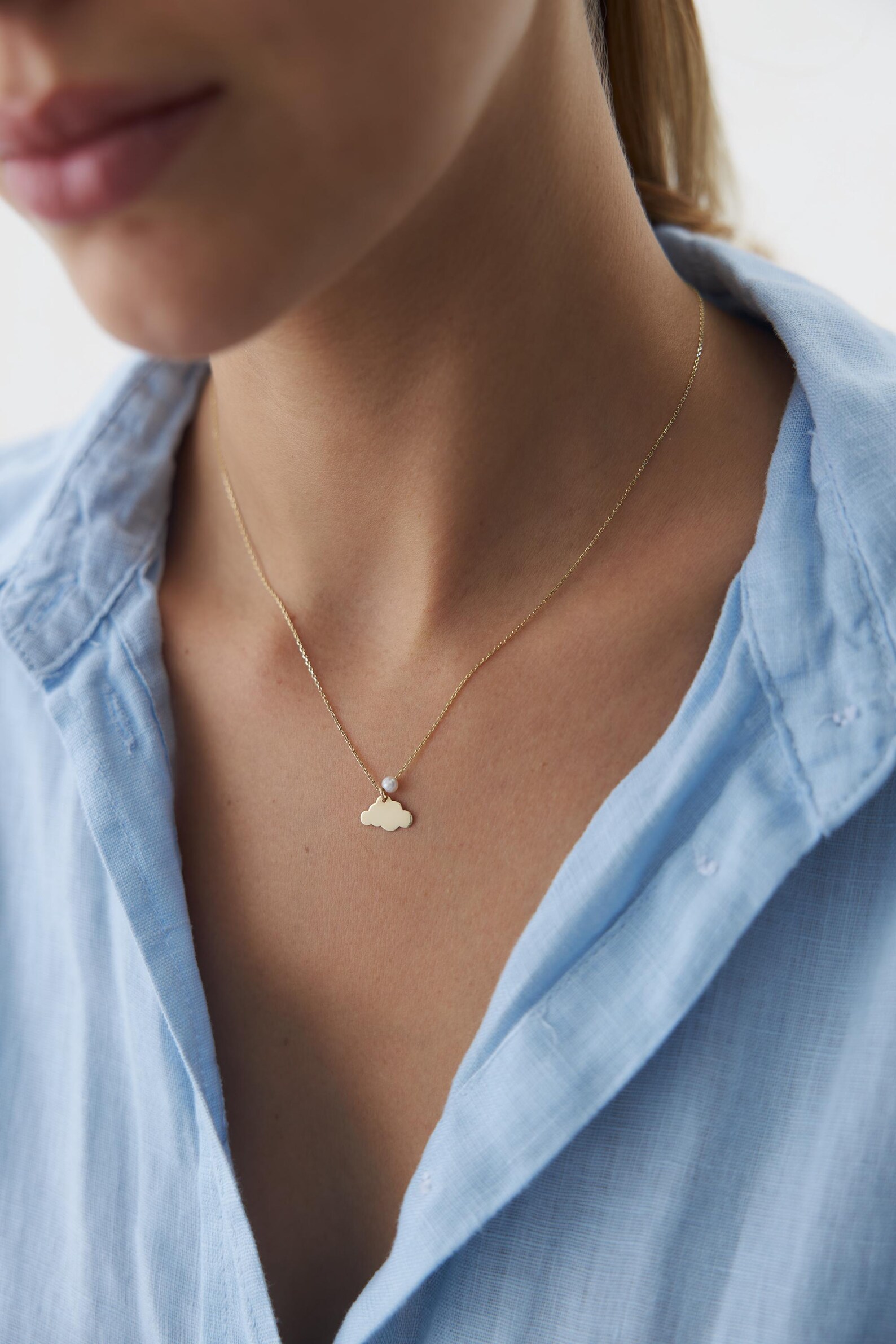14k Gold Cloud Necklace, Tiny Gold Cloud Necklace, Dainty Cloud Pendant, Cloud Necklace - Etsy