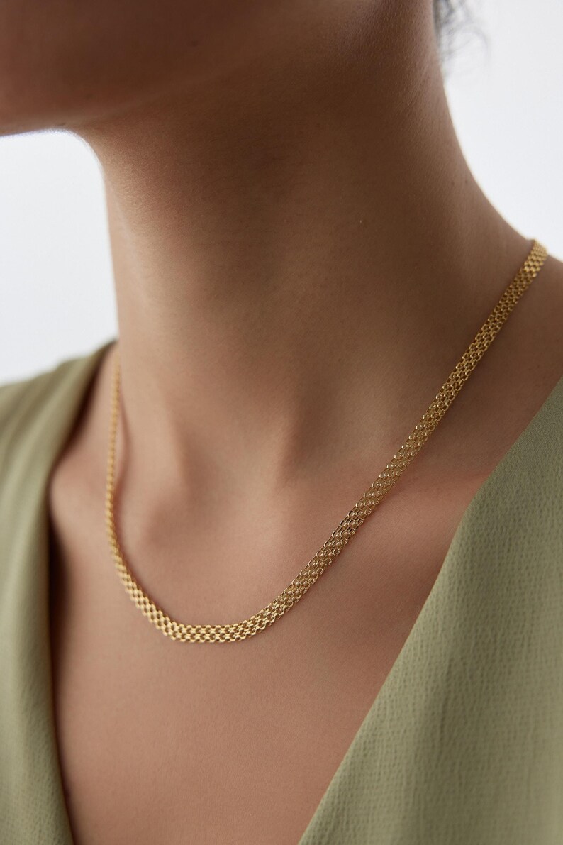 Bismark Chain, 14k Gold Chain, Solid Gold Bismark Chain Necklace - Etsy