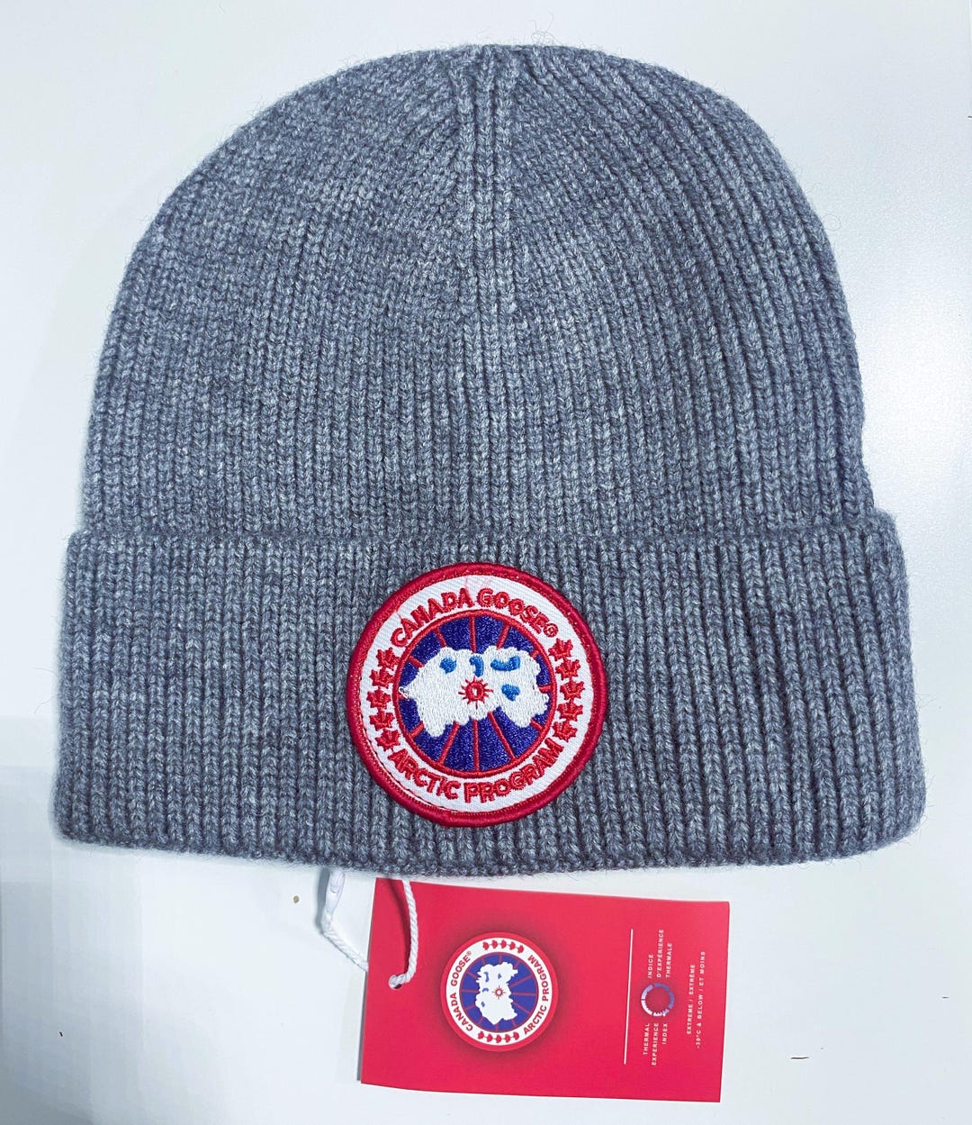 Canada Goose Beanie Hat With Arctic Logo Grey Colour - Etsy
