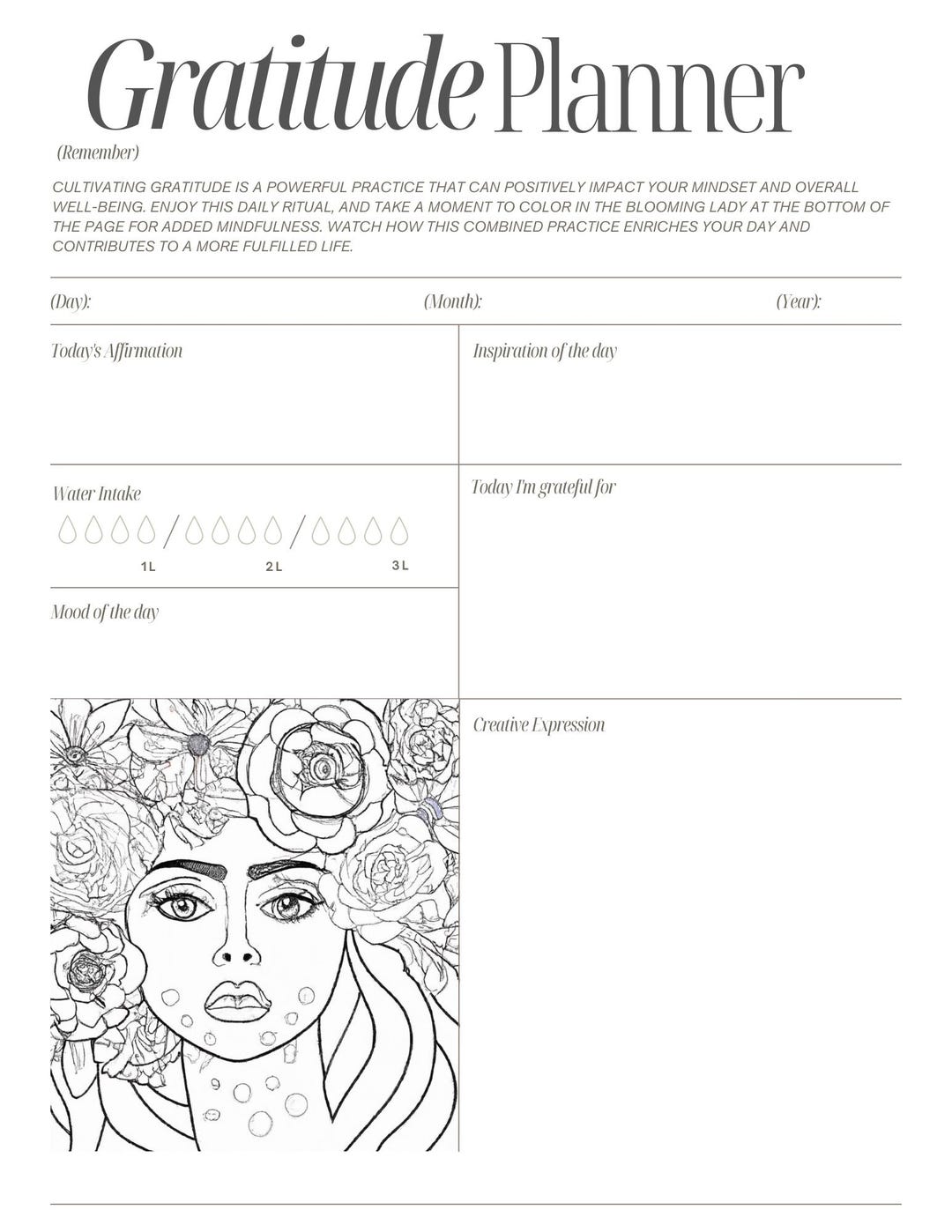 Daily Gratitude Planner With Colouring: Features Affirmations ...