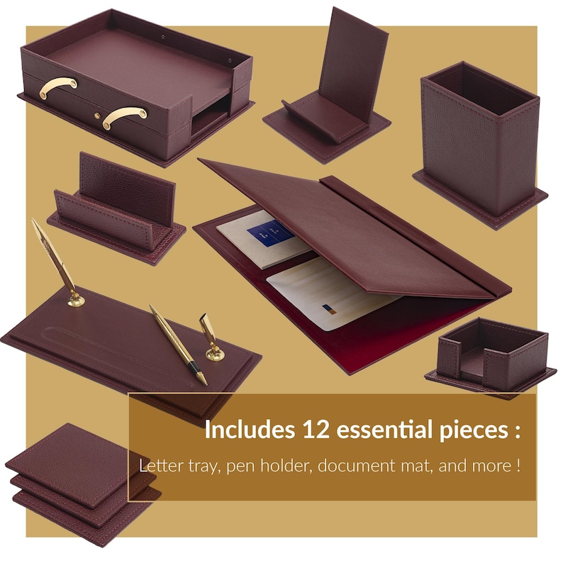 Leather Desk Set-desk Organizer-office Desk Accessories-desk Organizer ...