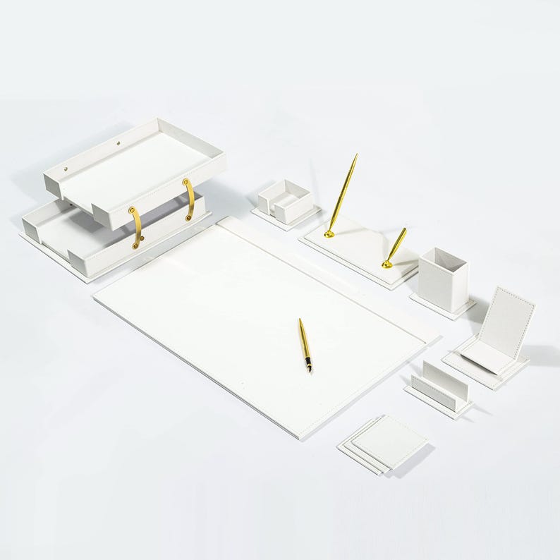 Leather Desk Set-desk Organizer-office Desk Accessories-desk Organizer ...