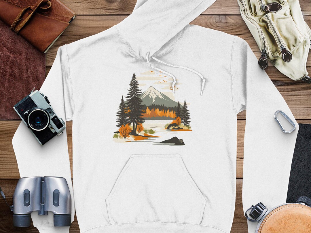 Nature Mountain Hoodie, Forest Landscape Hooded Sweatshirt, Outdoor ...