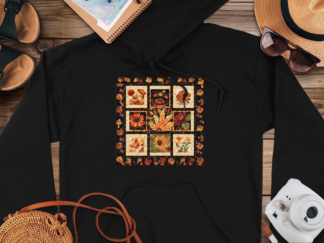 Autumn Floral Hoodies, Fall Flower Hoodies, Colorful Hoodies, Seasonal ...