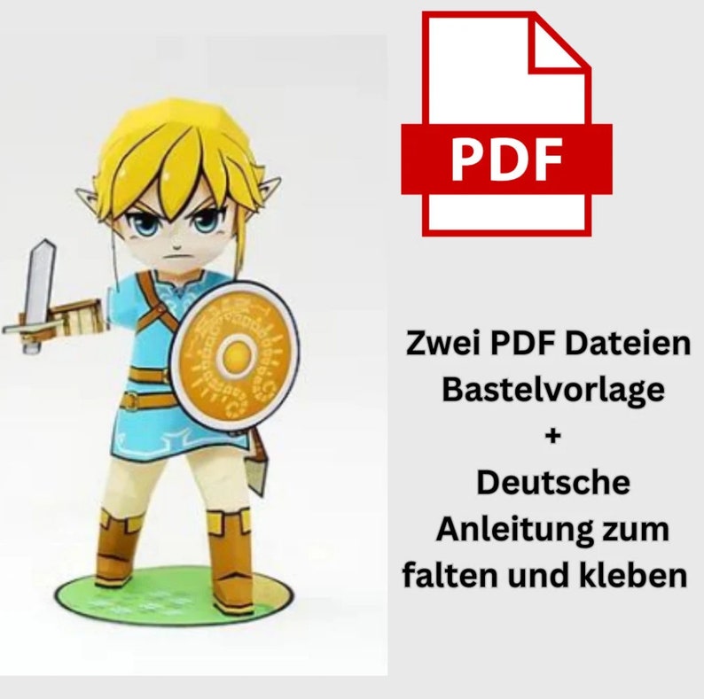 14 CM Zelda Link Papercraft 3D, Pepakura PDF Template File, Polygonal ...