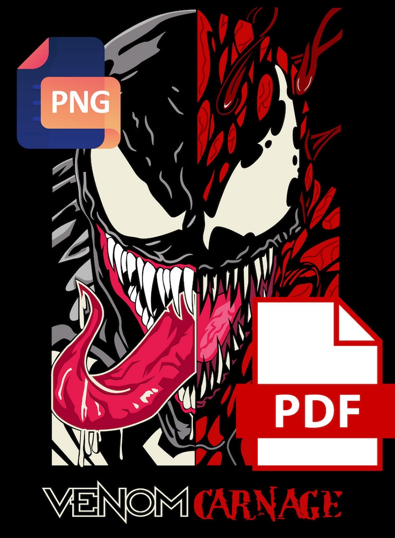 Clipart Vector Marvel Bundle PNG PDF T-shirt Cut Plotter Venom Carnage ...