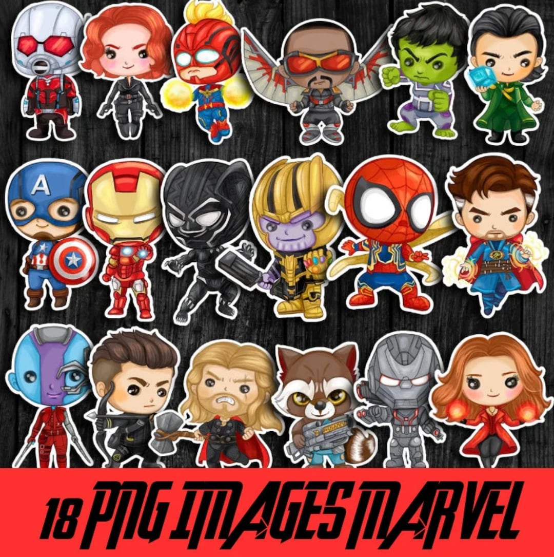 36 Clipart Vector Bundle Superhero Chibi Superhero Design Marvel PNG ...