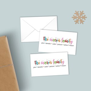 Personalized Calling Card | Colorful Snowflakes Gift Enclosure Notes ...