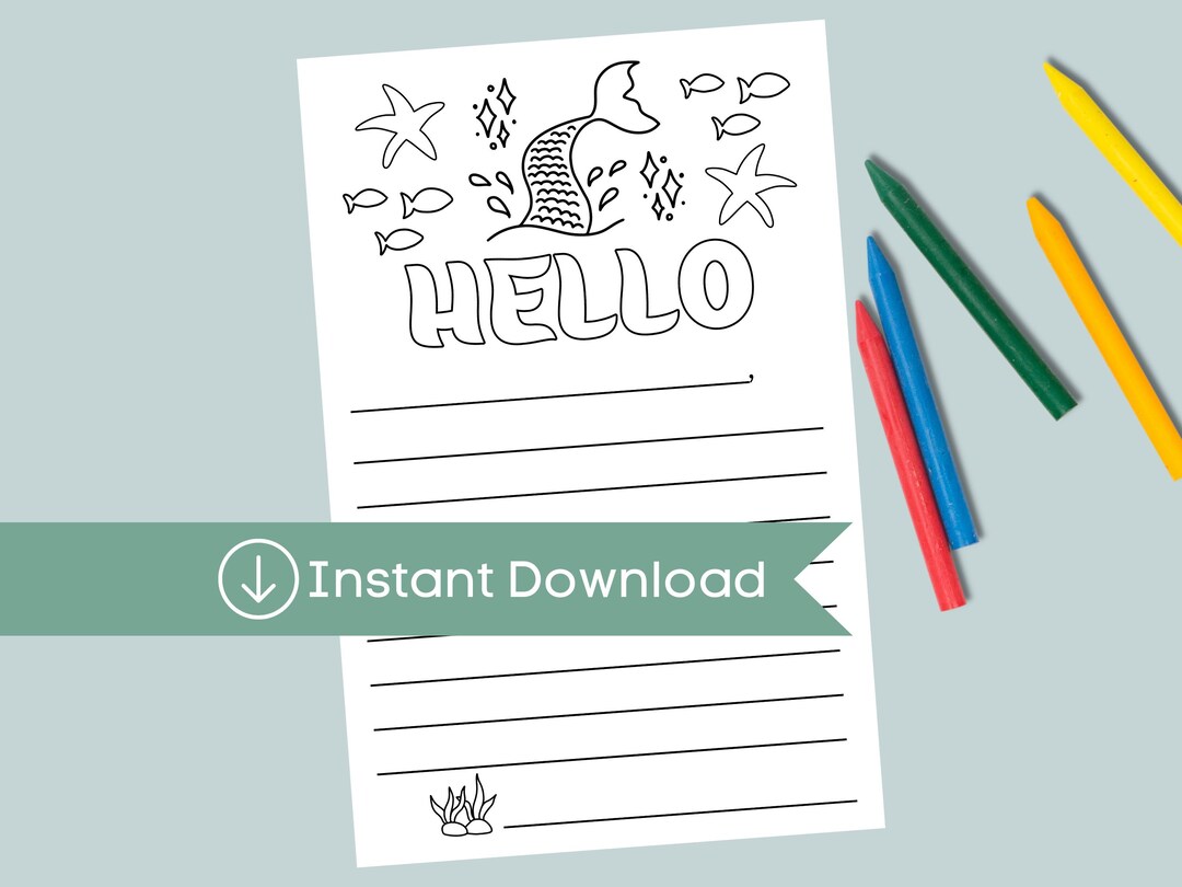 Printable Coloring Pages Mermaid Under the Sea | Print From Home Lined ...