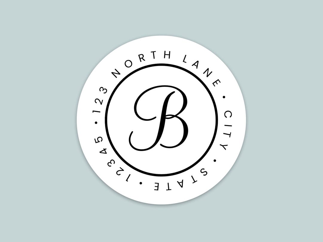 Personalized Round Address Labels: Script Initial Stickers - Etsy