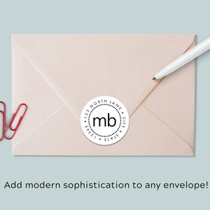 Personalized Round Return Address Label Modern Initials Round Address ...