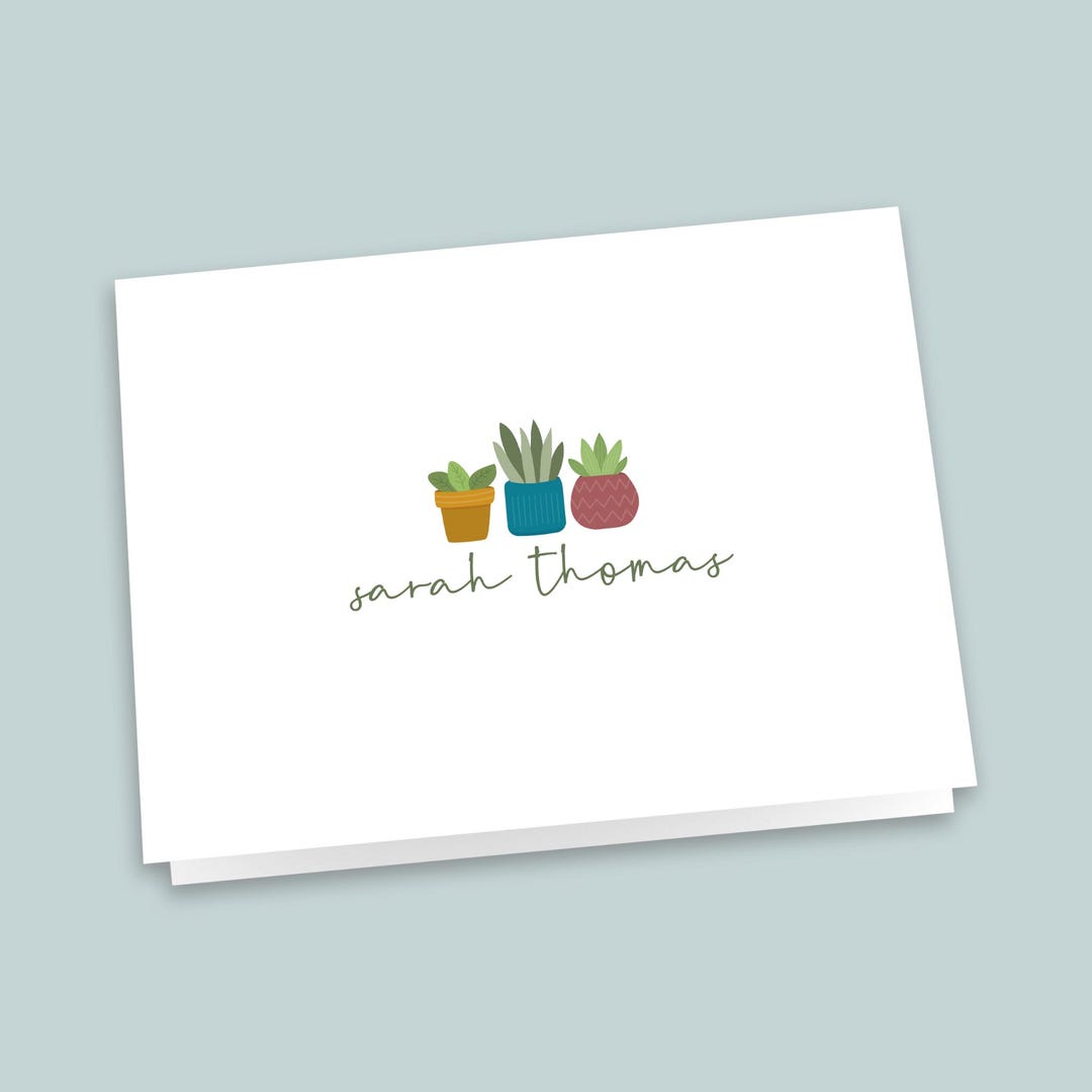 Personalized Folded Note Cards | Houseplants Custom Stationery | Custom ...
