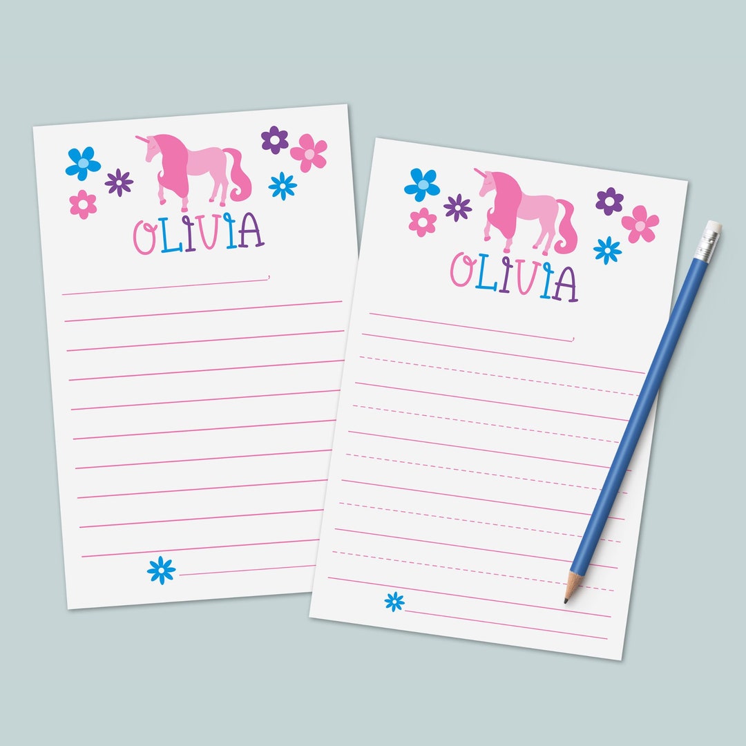Personalized Unicorn Lined Letter Writing Paper for Kids | Unicorns and ...