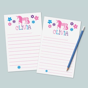 Personalized Unicorn Lined Letter Writing Paper for Kids | Unicorns and ...