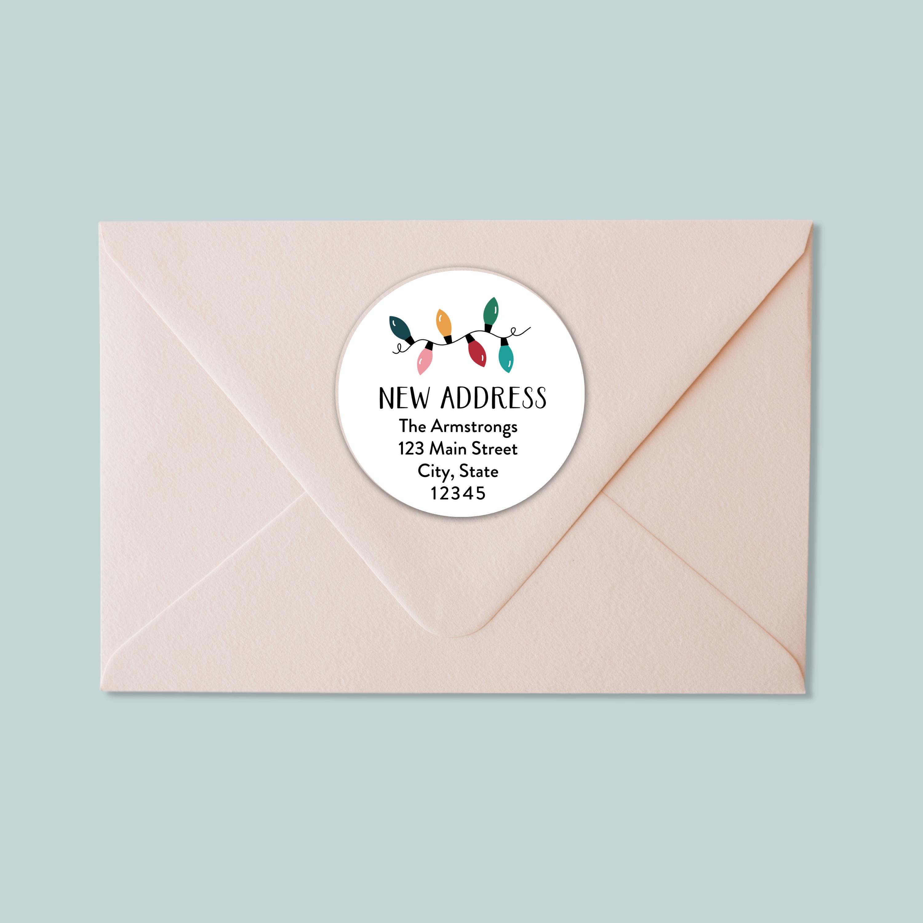 Personalized New Address Sticker: Christmas Lights Moving Announcement ...