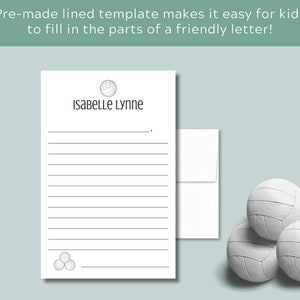 Personalized Lined Letter Writing Paper for Kids | Volleyball Custom ...