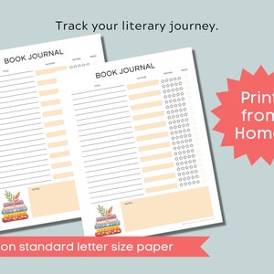 Printable Book Tracker | Reading Log Journal | Print From Home ...