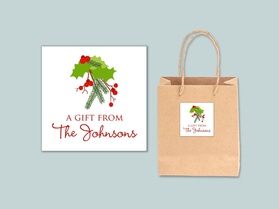 Personalized Gift Stickers for Christmas | Holiday Holly Custom Gift ...