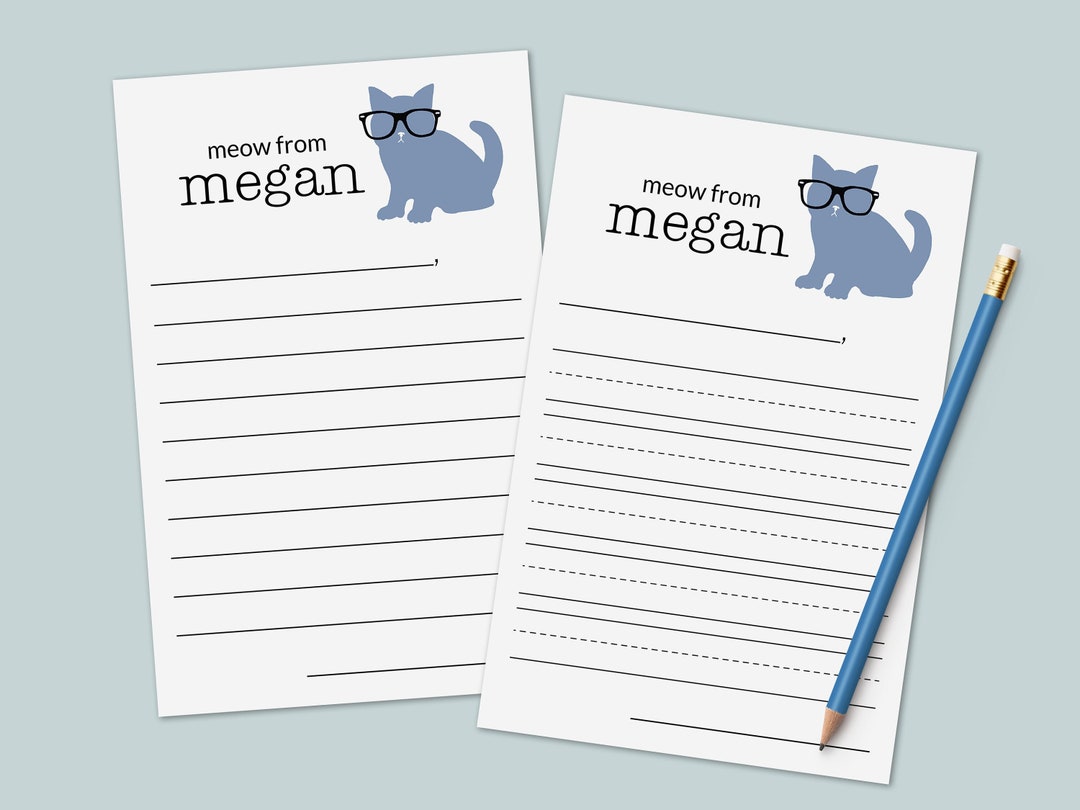 Personalized Lined Cat Note Paper Lined Letter Writing Paper - Etsy