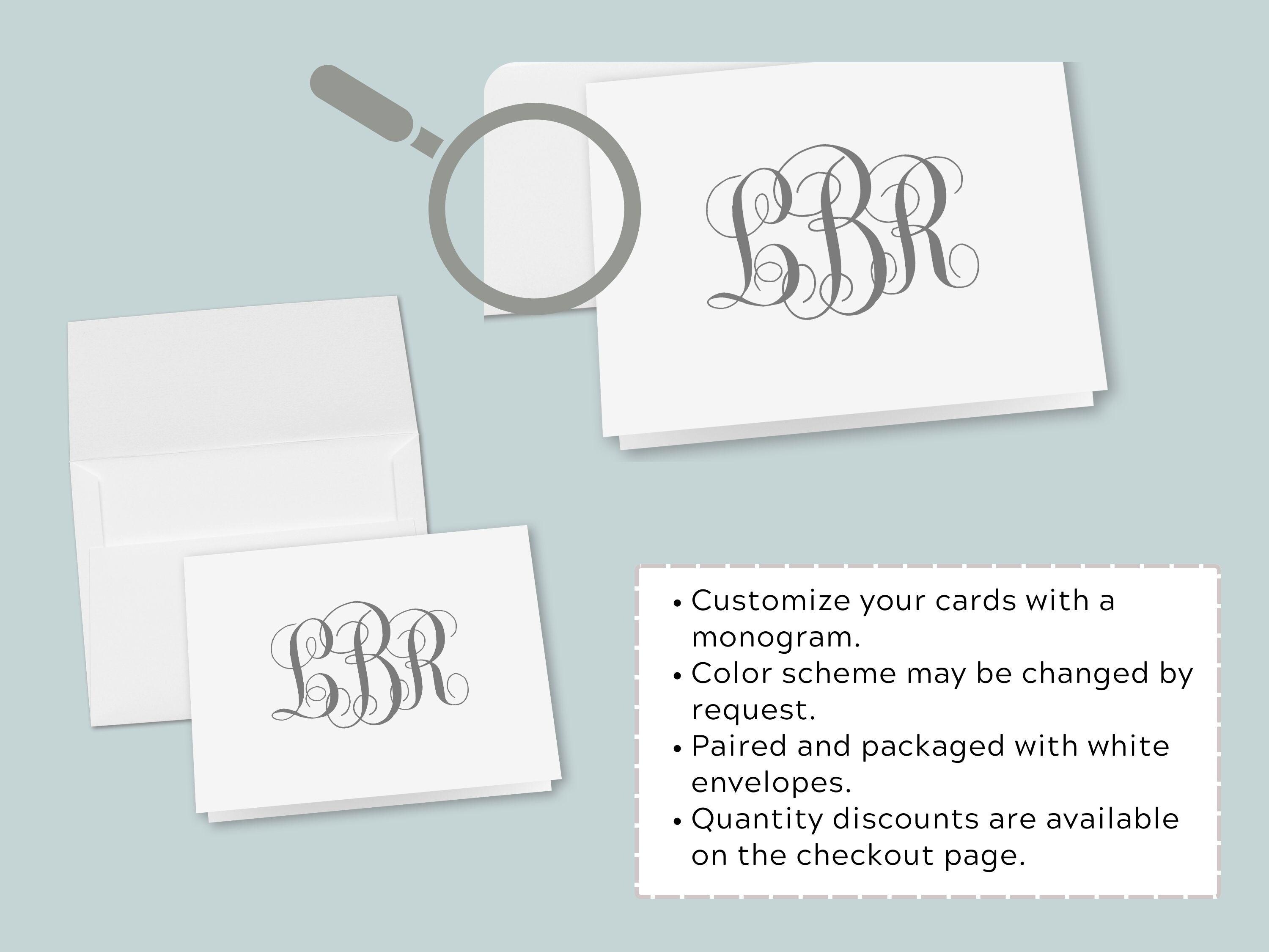 Personalized Folded Note Cards | Interlocking Monogram Custom ...